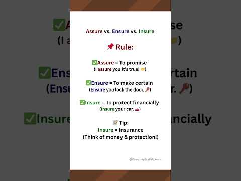 Assure, Ensure, Insure – What’s the Difference? #englishtips #vocabulary #shorts #shortvideo