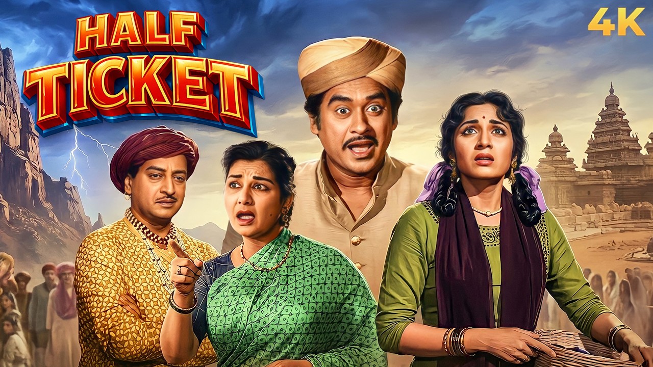 Kishore Kumar Classic Comedy HALF TICKET 1962 Full Movie 4K | 60s Bollywood Madhubala, Pran, Helen