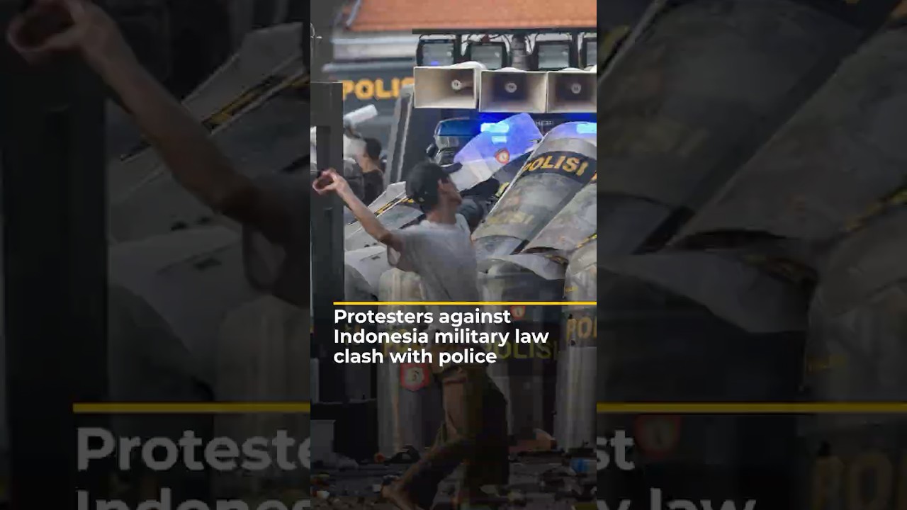 Protesters against Indonesia military law clash with police | AJ#shorts