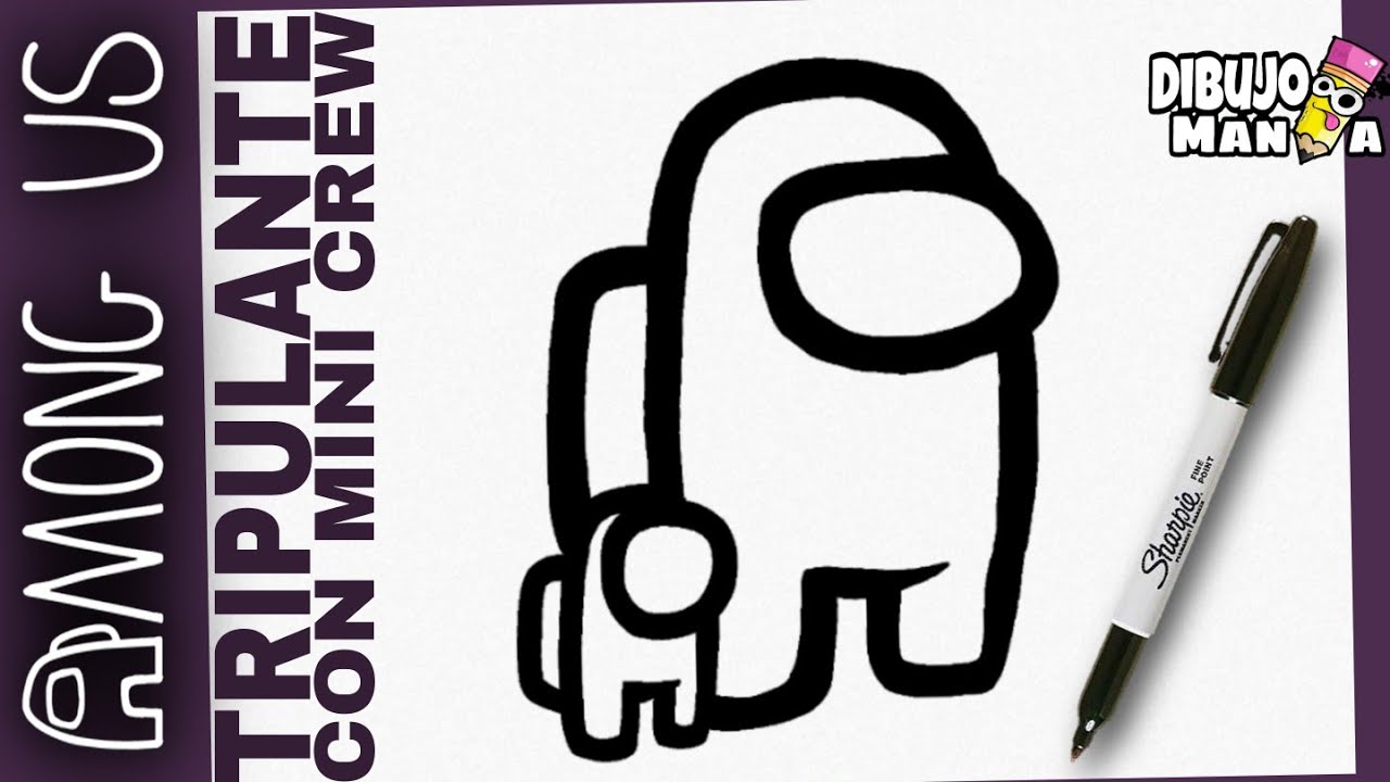 COMO DIBUJAR AMONG US CREWMATE CON MINI CREW | DIBUJOS DE AMONG US | how to draw crewmate whit mini