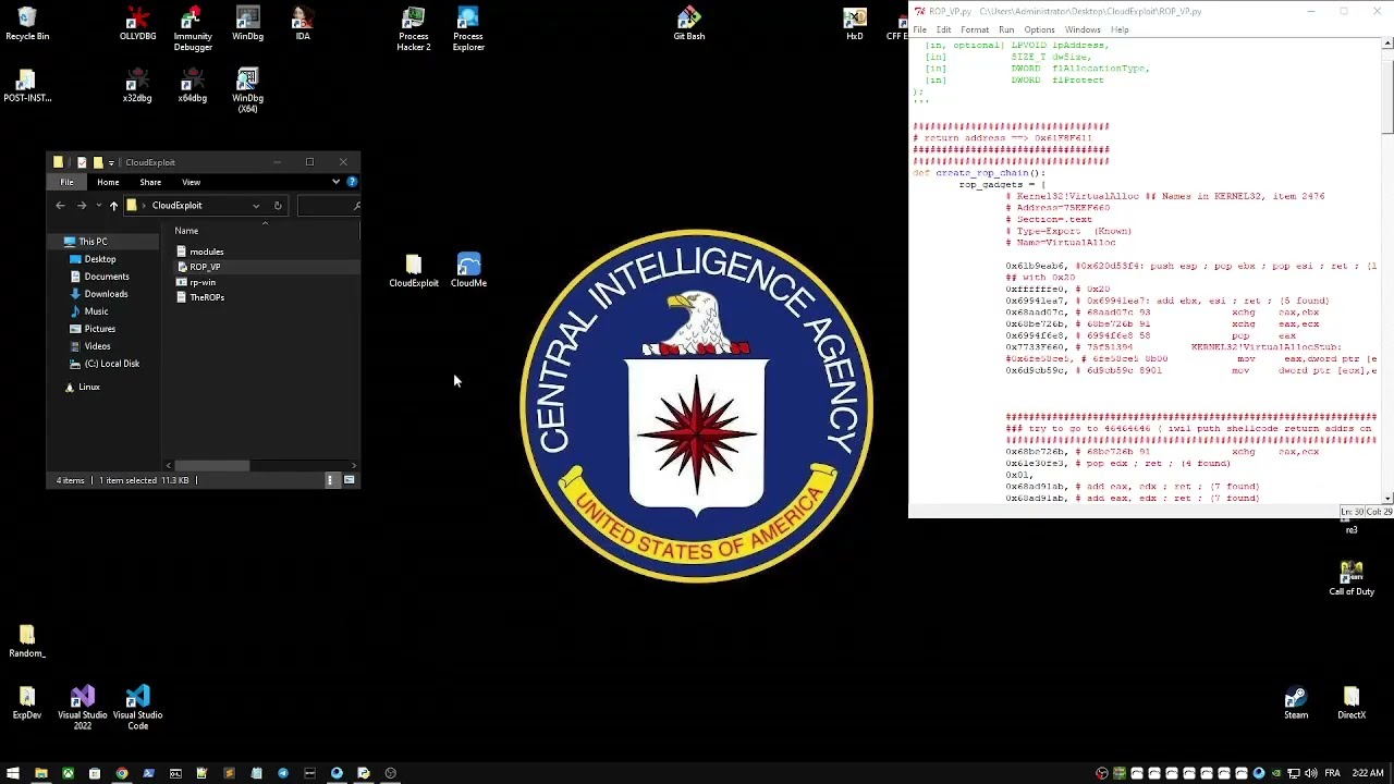 Exploit Development - Bypass DEP Using VirtualAlloc in a ROP (Return-Oriented Programming) chains