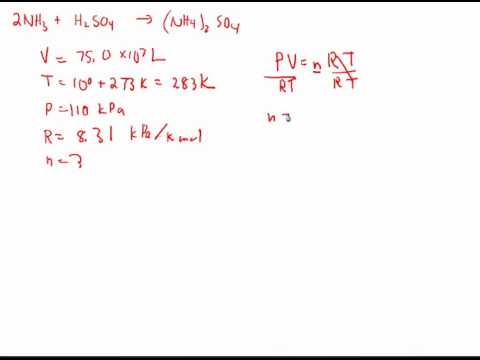 Chemistry 20: Ideal Gas Law Stoichiometry Problem