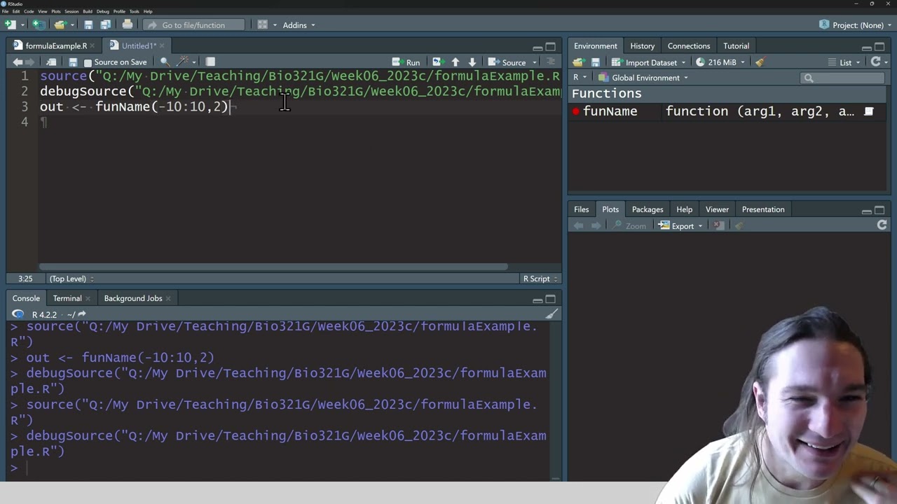 Using RStudio's debug mode