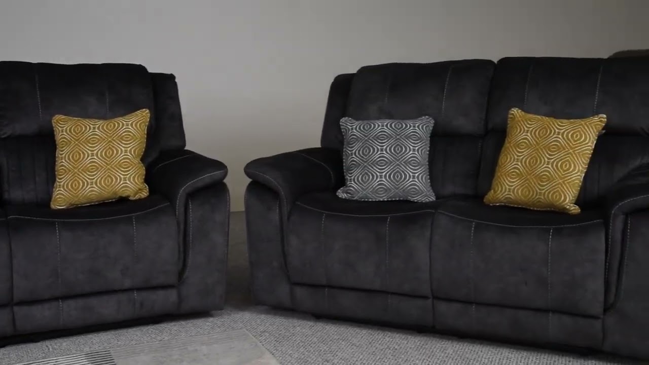 Platina Dark Grey Reclining Sofas, available in any combination only at Sheepbridge Interiors Newry