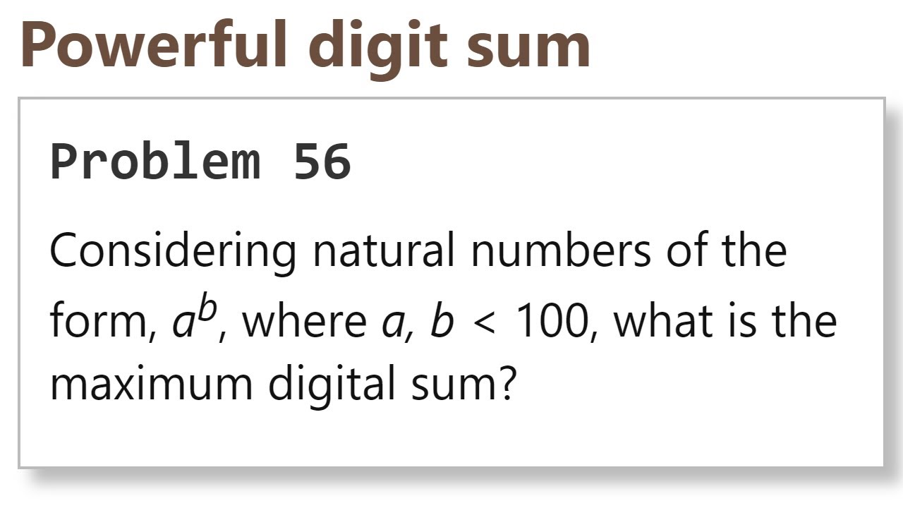 Project Euler: Problem 56 (C/C++)