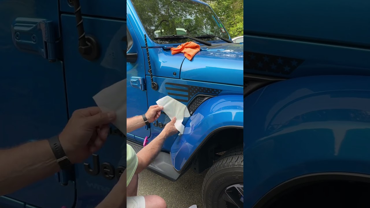 Apply decals to your Jeep! #decals #easydiy #jeep #americanflag