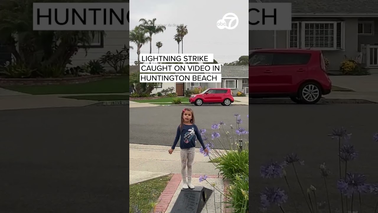 Lightning strike caught on camera in Huntington Beach