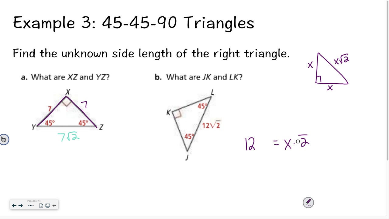 Geometry 8-1: Right Triangles and the Pythagorean Theorem
