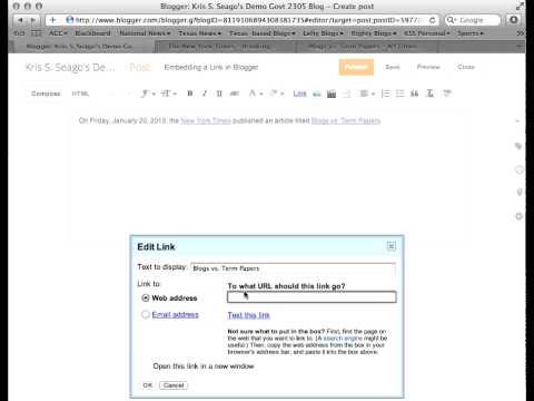Embedding a Link in Blogger