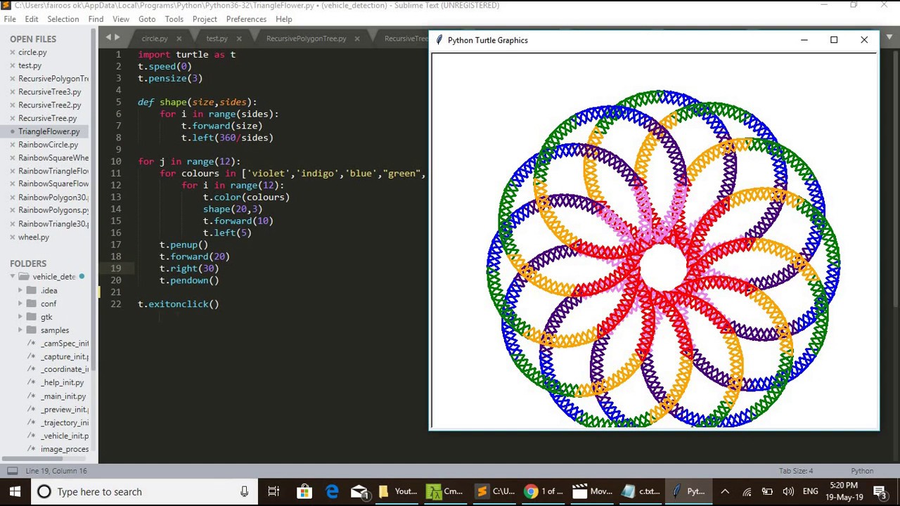 Python Turtle Graphics Triangle Flower