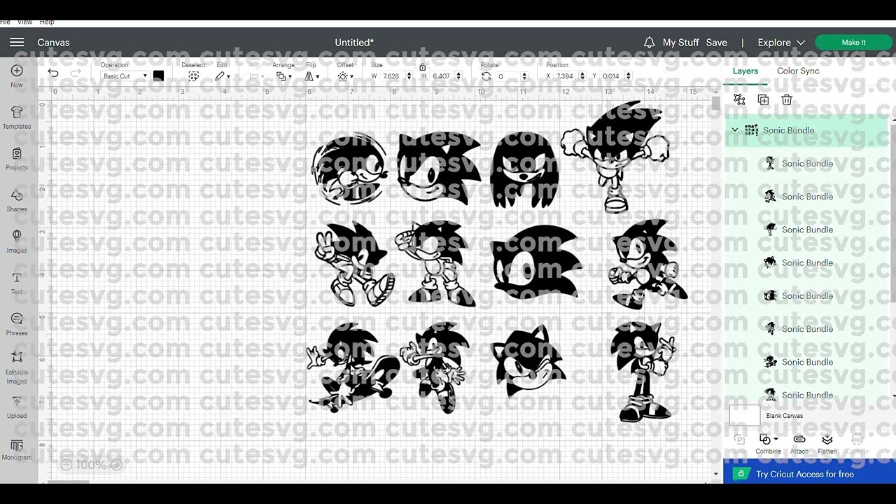 Sonic The Hedgehog SVG Bundle,  PNG, DXF, EPS Cut files