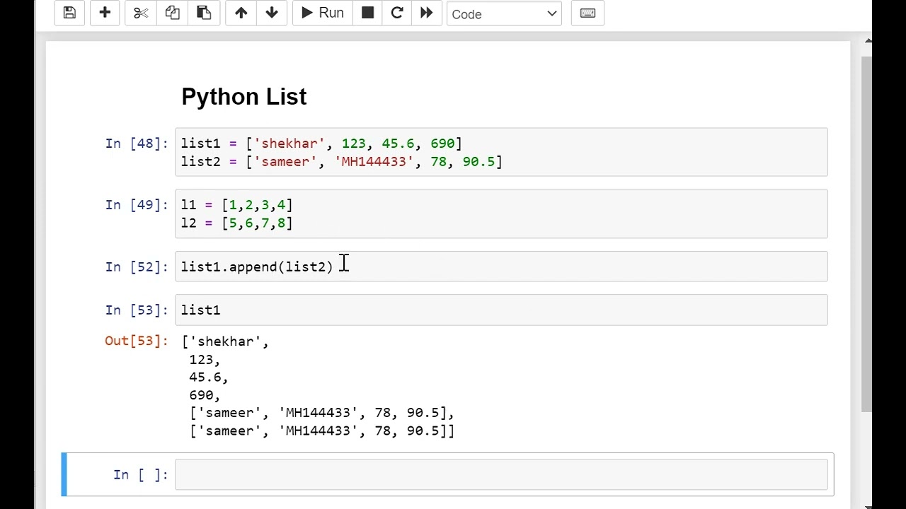 Extend & Append Function in List | Python Program