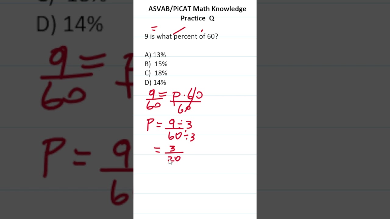 ASVAB/PiCAT Arithmetic Reasoning Practice Test Q: #percentage #acetheasvab with #grammarhero