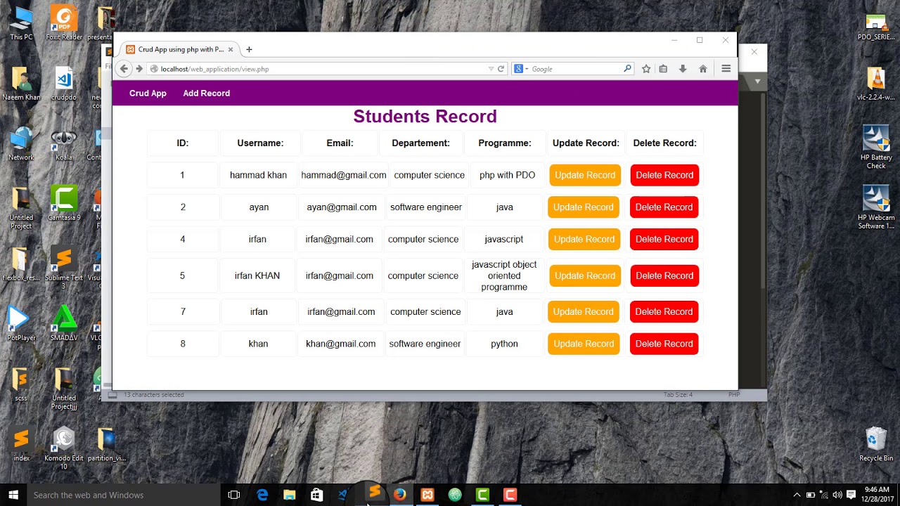 How to create CRUD APP using php with PDO (delete record)