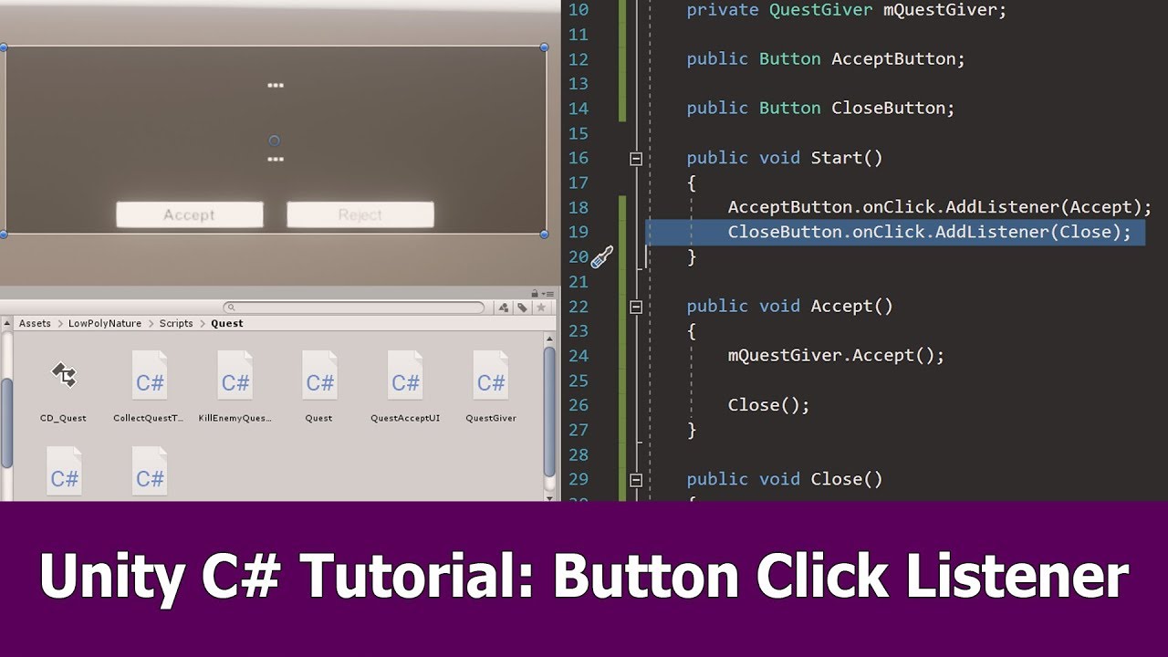 Unity Button Click Events Listener : C# Tutorial