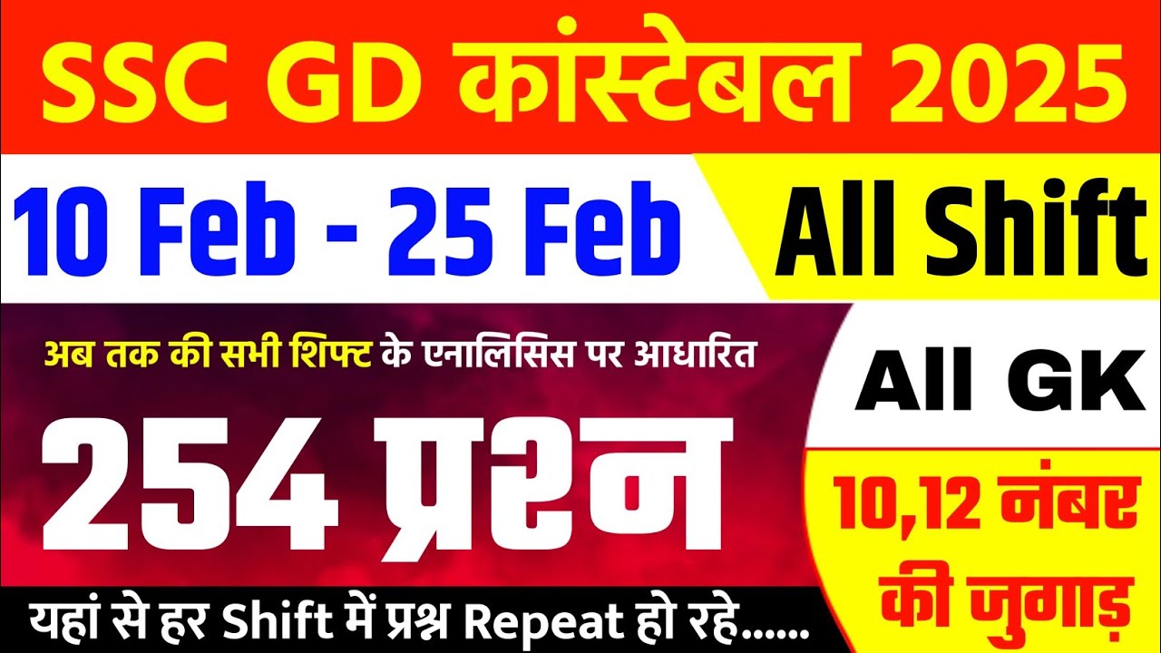 Comprehensive Analysis of SSC GD Exam Questions from February 10 to ...