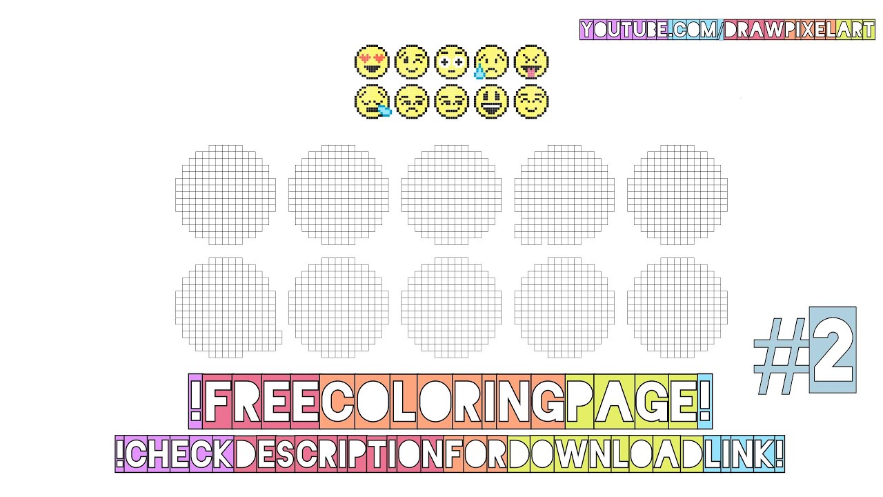 free coloring page 10 different emojis #2 | doodle | pixel art perler beads