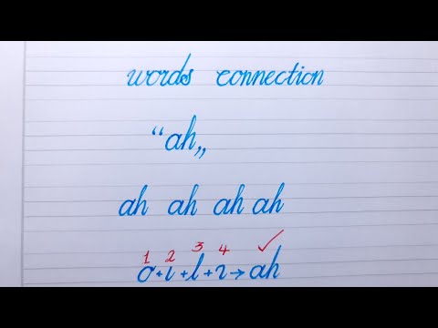 ah - words connection in cursive handwriting | English handwriting practice for beginners
