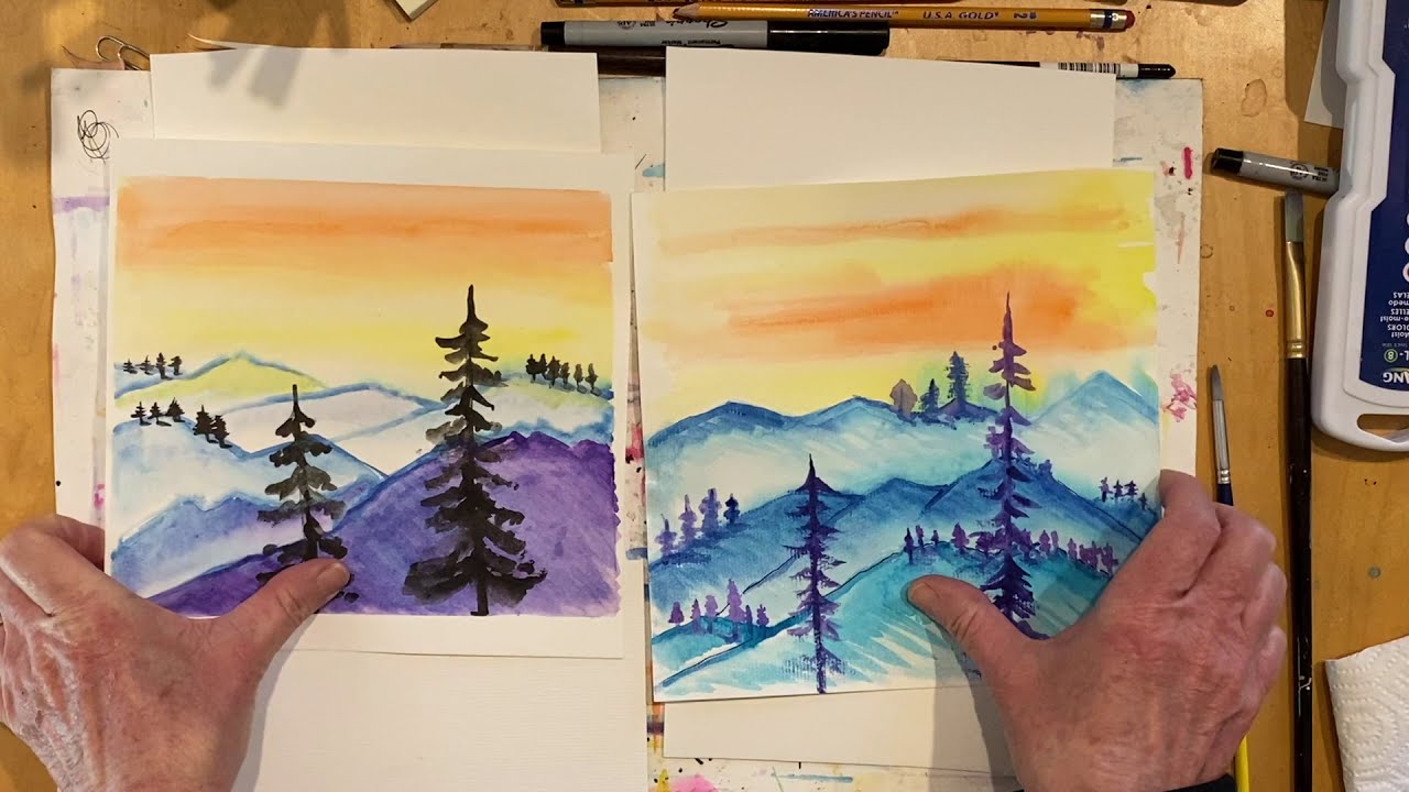 Watercolor Mountain Landscape_ Video 15_ Part 1_ Grades 3-5
