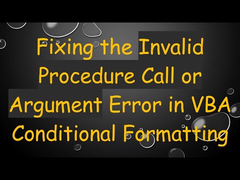 Fixing the Invalid Procedure Call or Argument Error in VBA Conditional Formatting