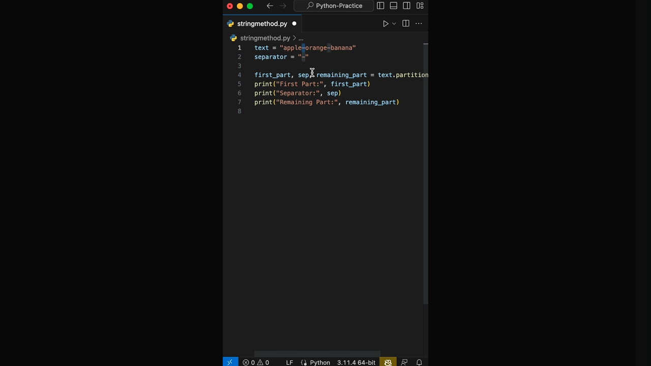 Mastering Python's partition() Method: Precision String Splitting #shorts