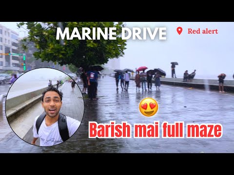 Marine Drive mai liye “Barish” ☔️ke maze😍|| Marine Drive Mumbai Red Alert 😱#dailyvlog #marinedrive