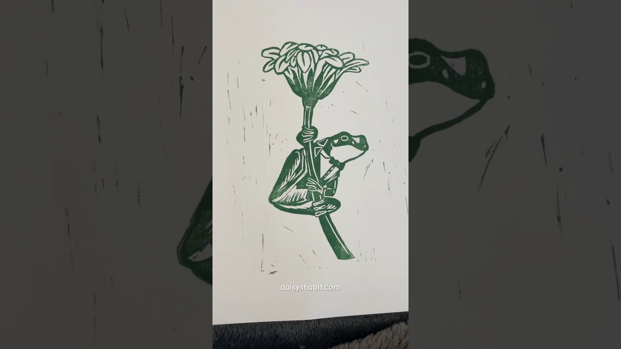 Frog printing🐸#art #linocut #linoleum #linoprint #artist #artwork #artprints #frogart #frog #frogs