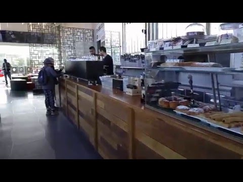 Inside the Aroma Cafe location @ Tel Aviv Port
