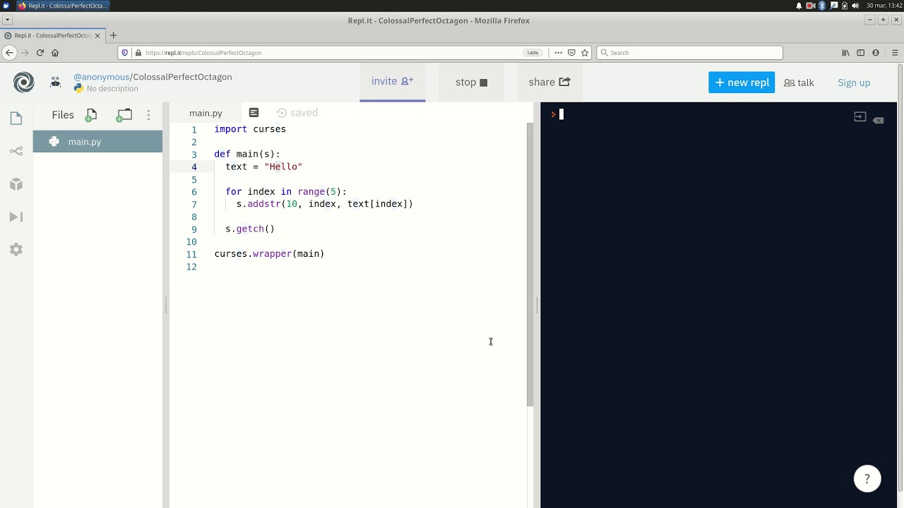 Python - printing with curses