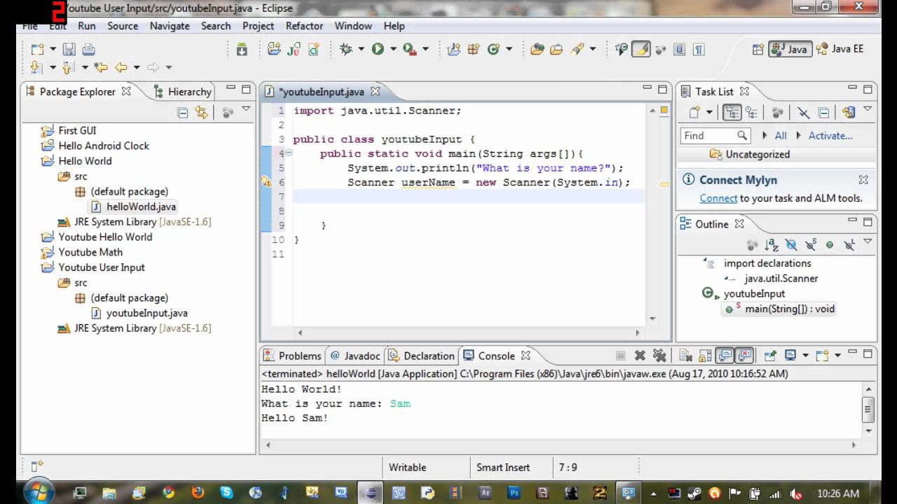 Java Tutorial 4 - Getting User Input From The Console