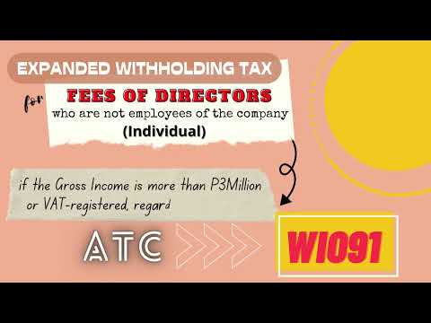 ATC: EWT for fees of individual directors not employees of co. w/ gross income exceeding P3M or vat