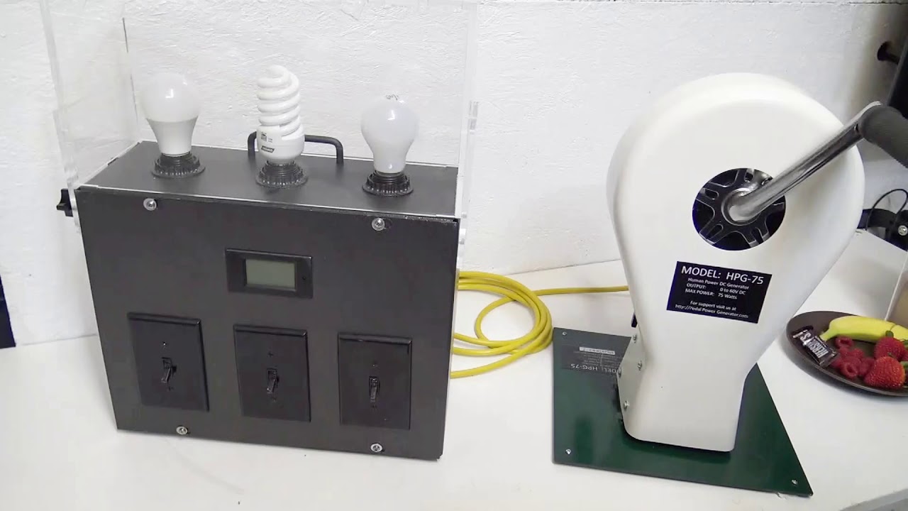 HUMAN POWER GENERATOR  HPG-75  LBD (Light Box Display 3 Way) LED / INCANDESCENT  BULB COMPARISION