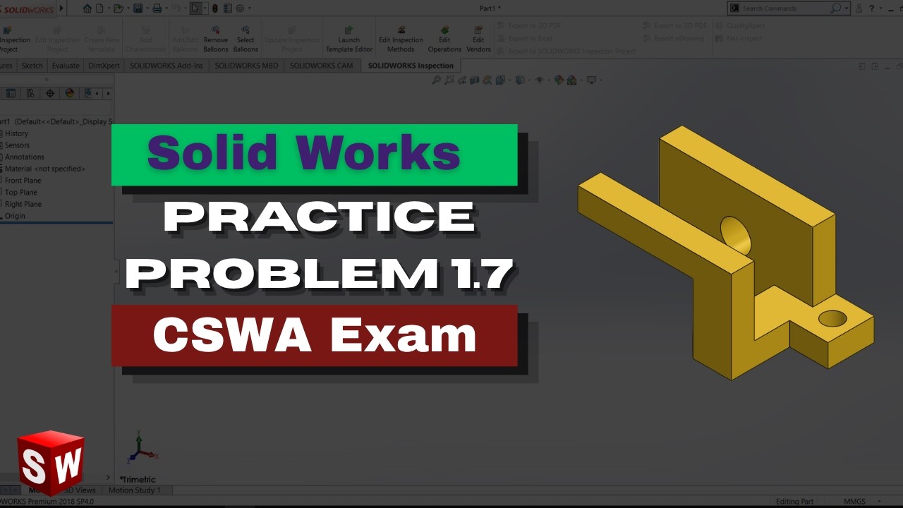 CSWA Practice Problem 1.7 | SolidWorks Tutorial for Beginners | SolidWorks Practice Problem
