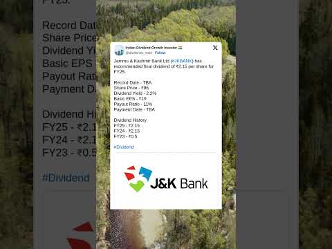 Jammu & Kashmir Bank Ltd has recommended a Final Dividend for FY25. #DividendPayingStocks