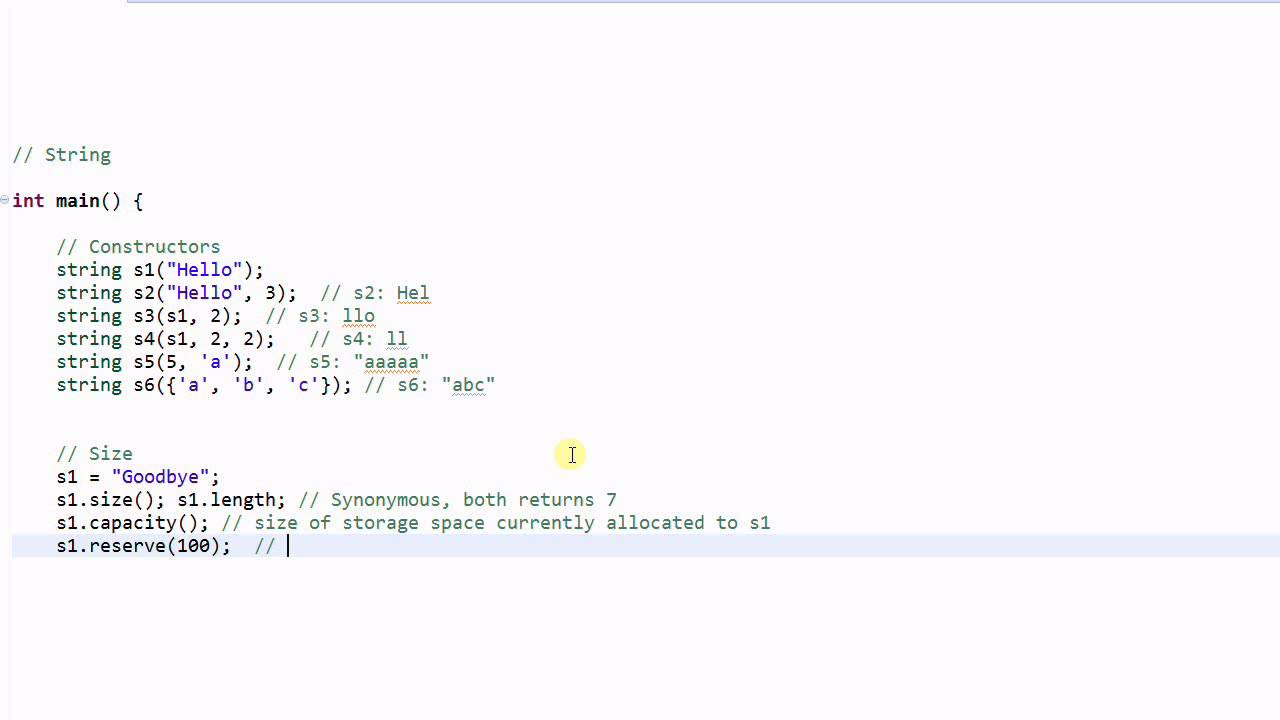 C++ String #1:  Constructor and Size