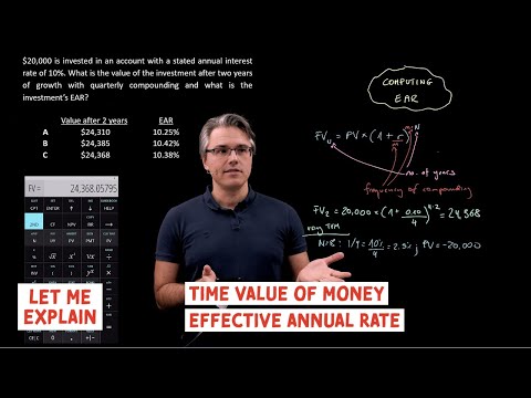 Time Value of Money (TVM) - computing the Effective Annual Rate (EAR) (for the @CFA Level 1 exam)