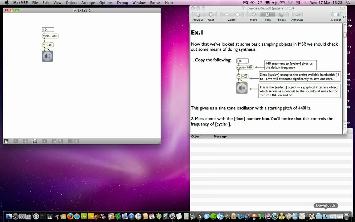 Max MSP Tutorial 05a1 Simple Synthesis—Simple Oscillator Control