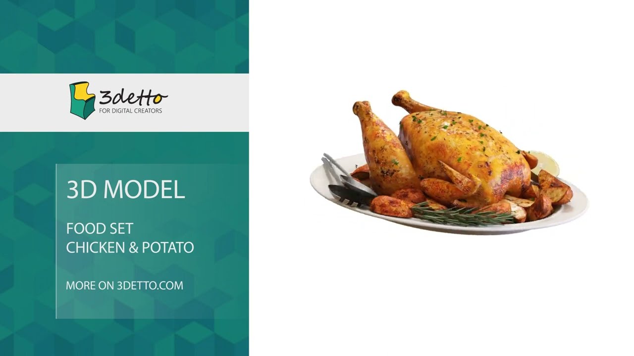 3D Model | Food Composition | Roasted Chicken 3D