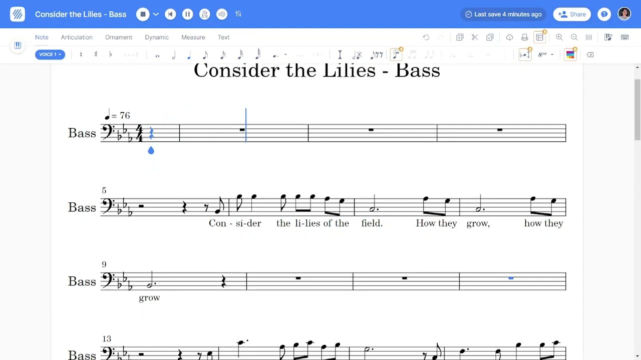 Consider the Lilies - Bass