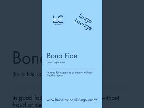 🧠 Lingo Lounge Word of the Day: Bona Fide – meaning "in good faith."