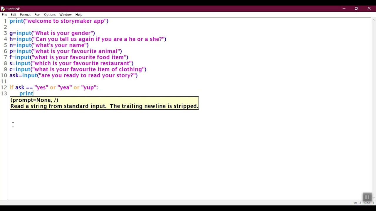 How to make a fill in the blanks story maker using python