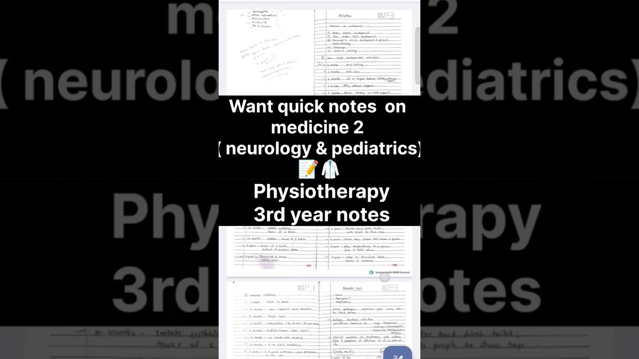 physiotherapy handwritten notes medicine 2 (neurology & pediatrics) #handwrittennotes #bpth #physio