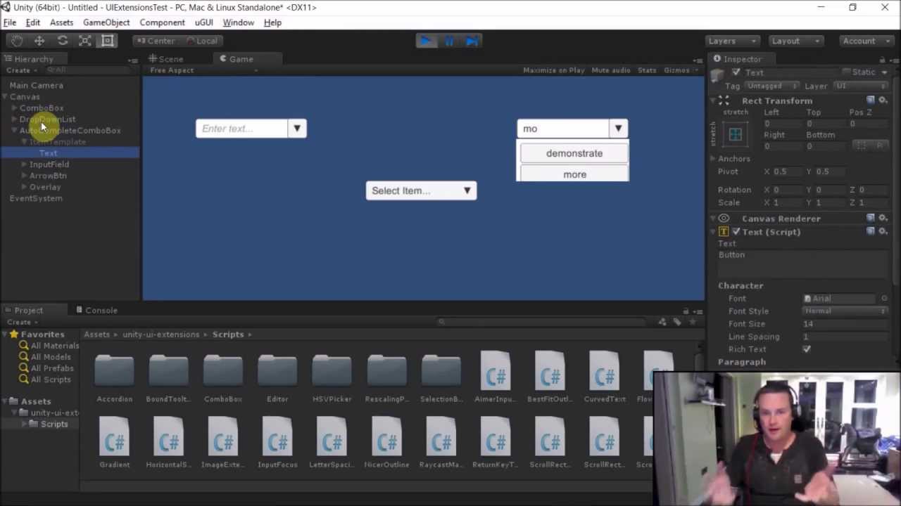 Unity UI Extensions - ComboBox controls overview