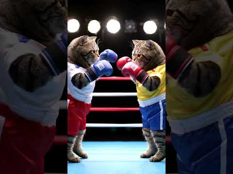 Two Funny Cats Fighting in Boxing Ring | AI Animated Cat Cartoon | Viral AI Video 2025 #shortsfeed