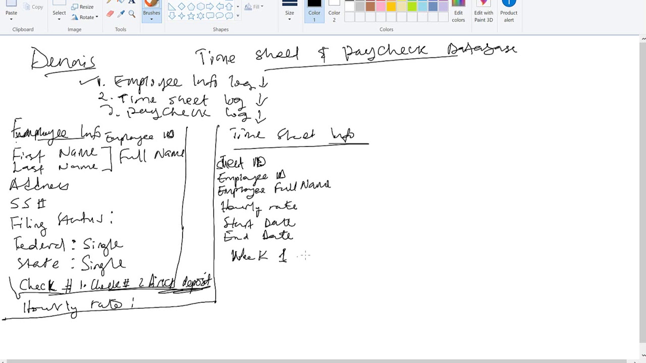 Employee Time Sheet & PayCheck Database 1
