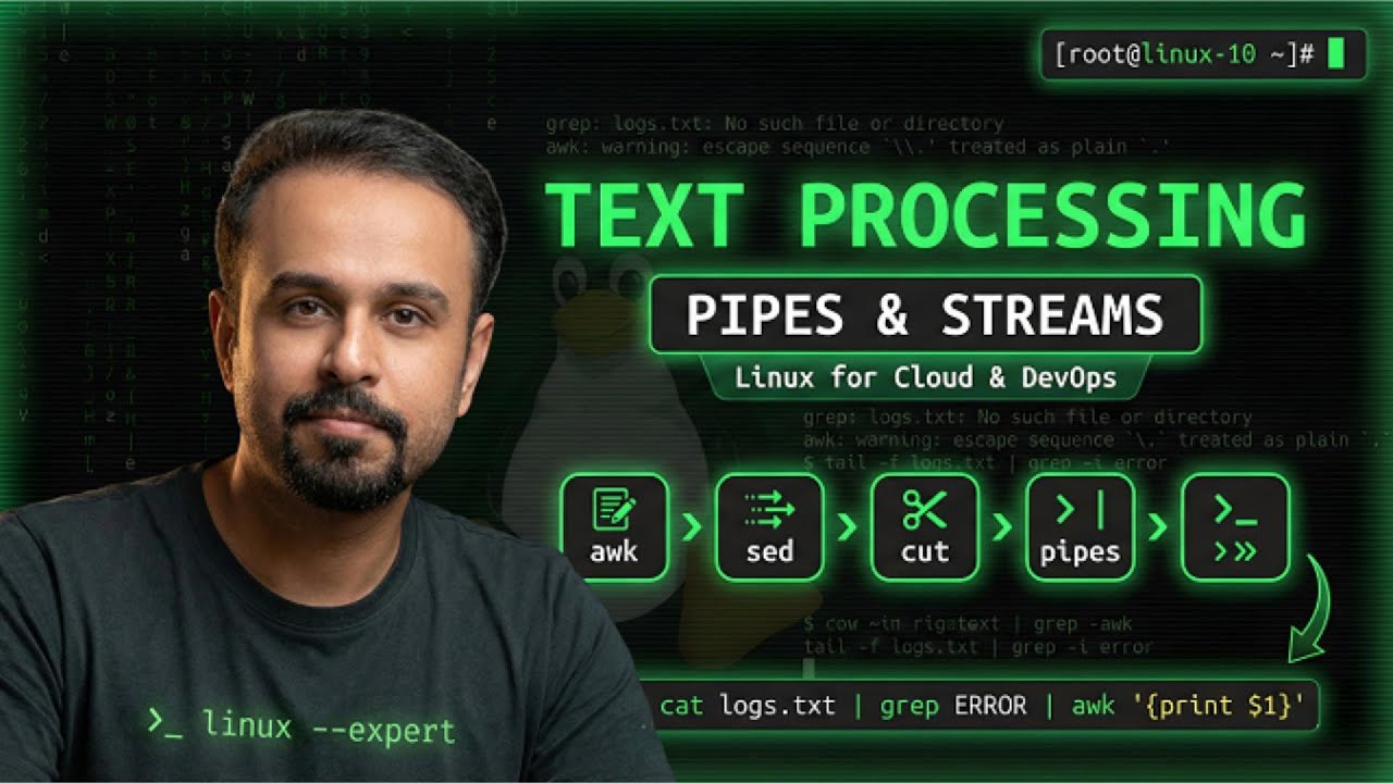 Linux Text Processing: awk, sed, Pipes & Redirections | DevOps Command Line