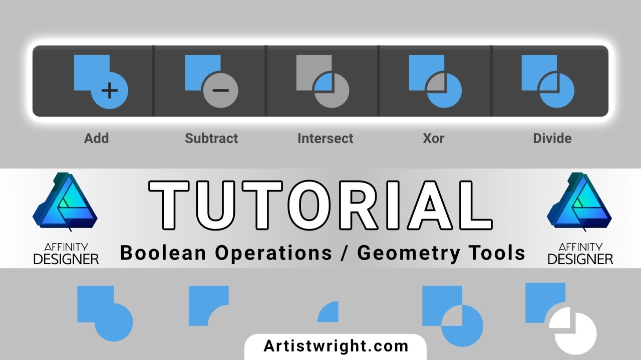 Affinity Designer Tutorial - How to use Boolean Operations and Geometry Tools