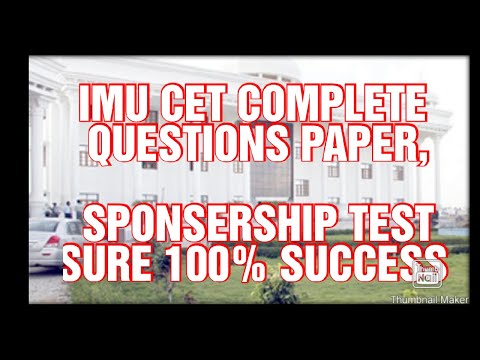 IMU CET SAMPLE PAPERS# IMU CET QUESTIONS #SPONSORSHIP TEST#IMU QUESTION ...