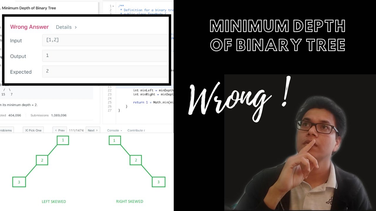 Minimum Depth of Binary Tree, Do you do these mistakes in an interview ? LeetCode - 111, 104
