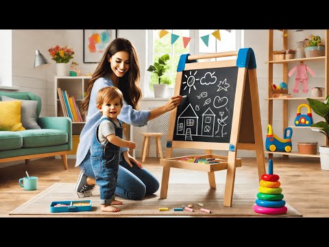 🖍️ Tiny Land Easel for Kids with 2 Drawing Paper Roll | Best Toddler Chalkboard Easel 🎨